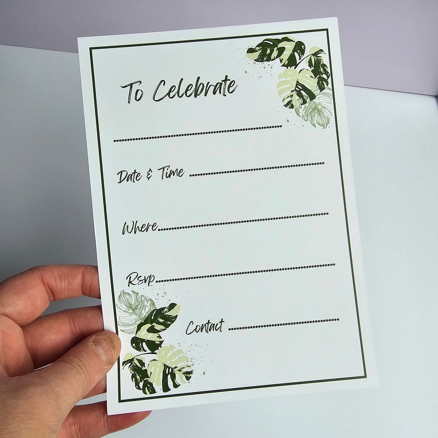 Variegated Monstera Party Invitations, Blank plant Invitations – My ...