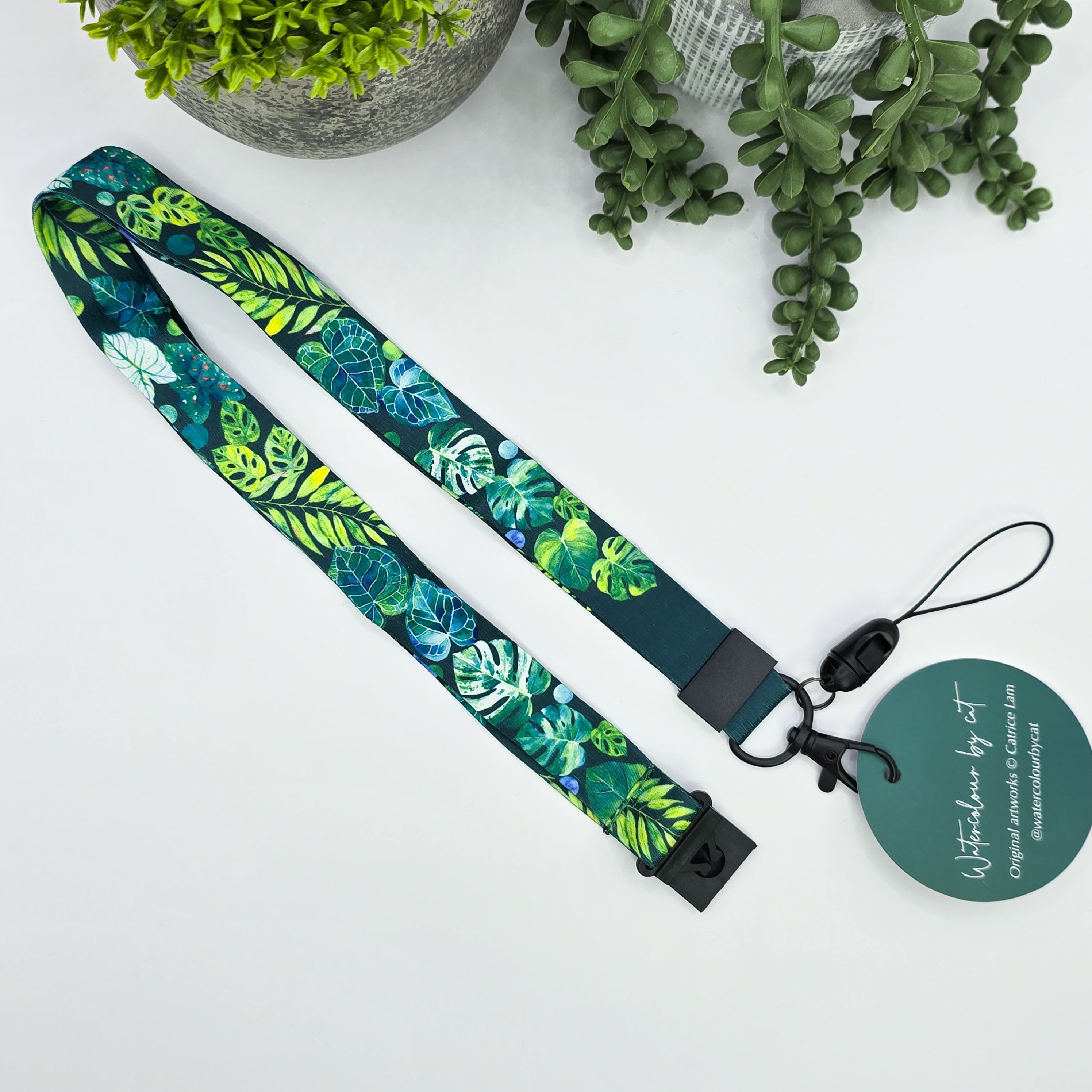 Watercolour Plant Themed Lanyard with safety Clasp – My Plantasy