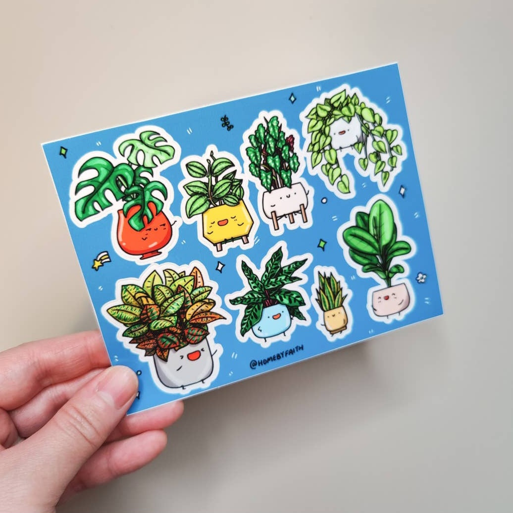 Houseplants Plant buddies vinyl sticker sheet - Blue – My Plantasy