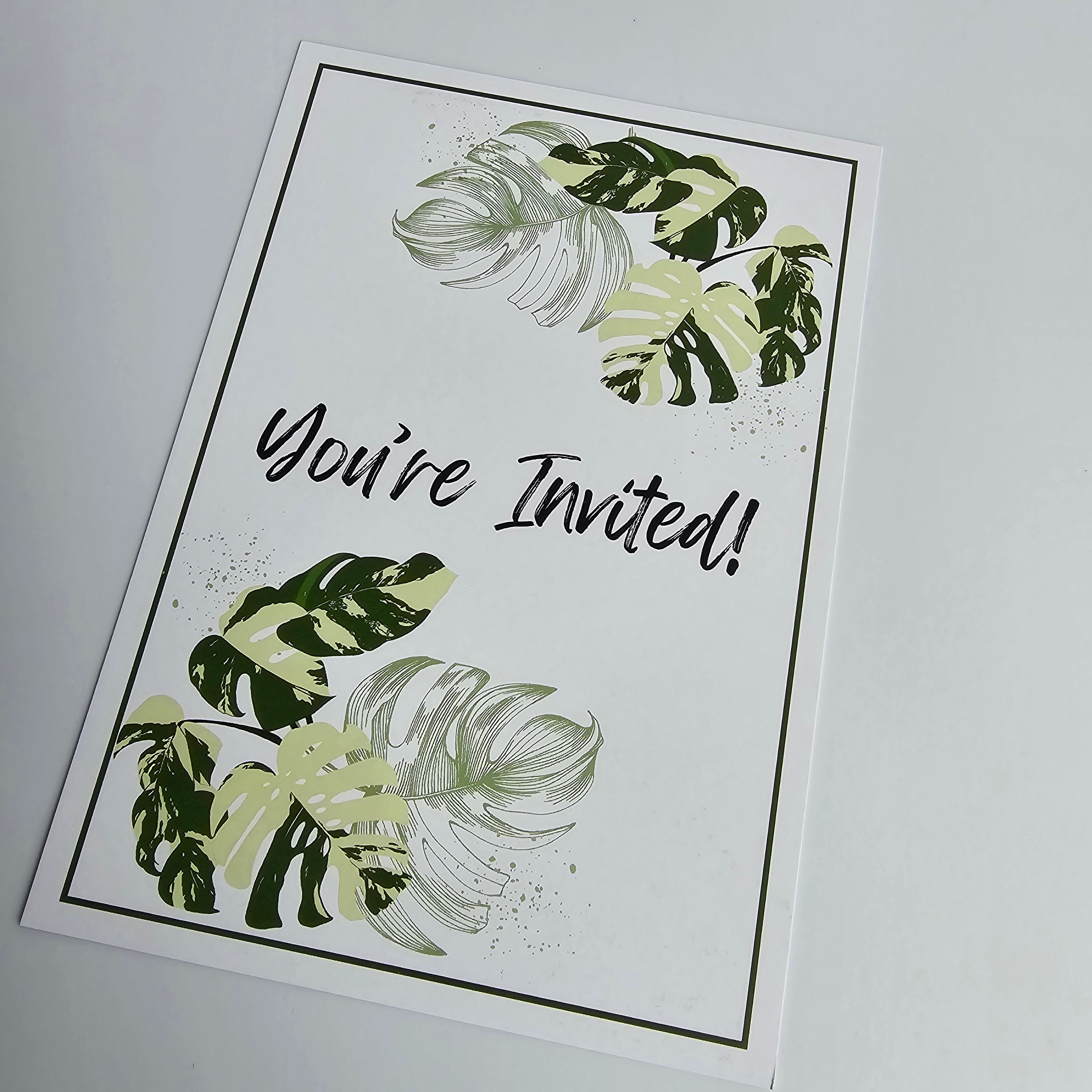 Variegated Monstera Party Invitations, Blank plant Invitations – My ...
